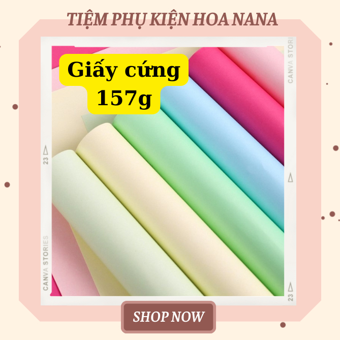 Giấy Gói Hoa TRƠN MÀU - CHẤT LIỆU CỨNG ĐỨNG FORM, Độ Dày 157g, Kích ...