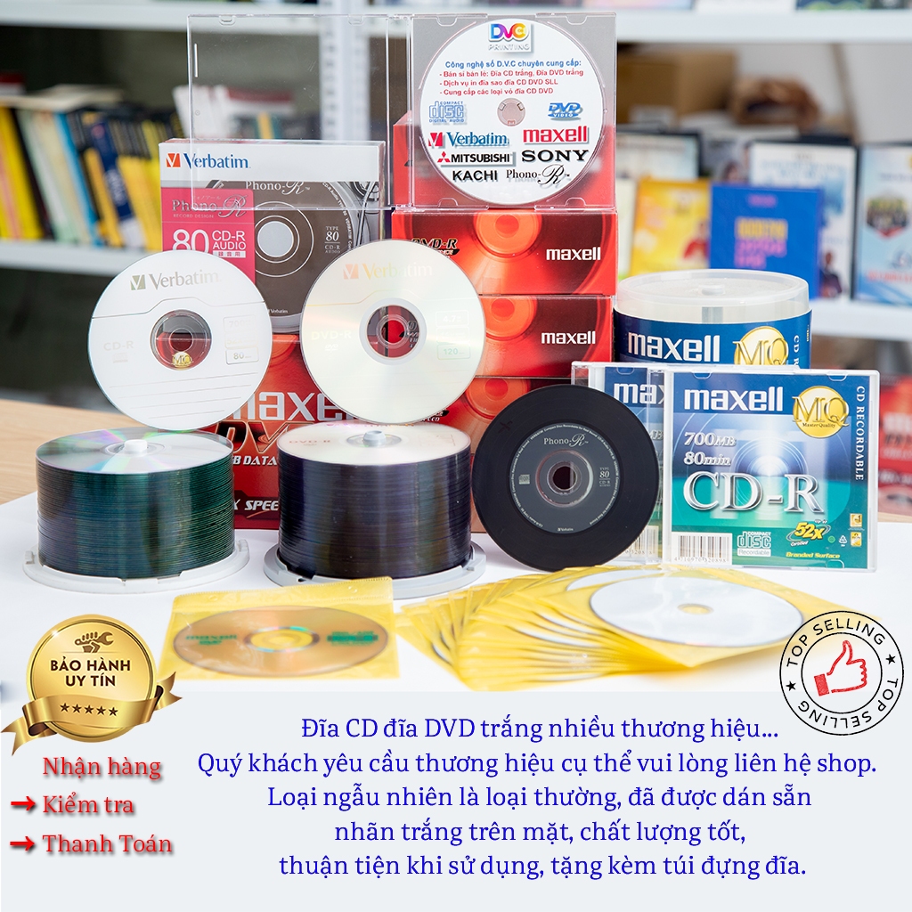 Set 10 chiếc Đĩa CD-R trắng, đĩa DVD-R trắng LOẠI TỐT Maxell,Phono ...