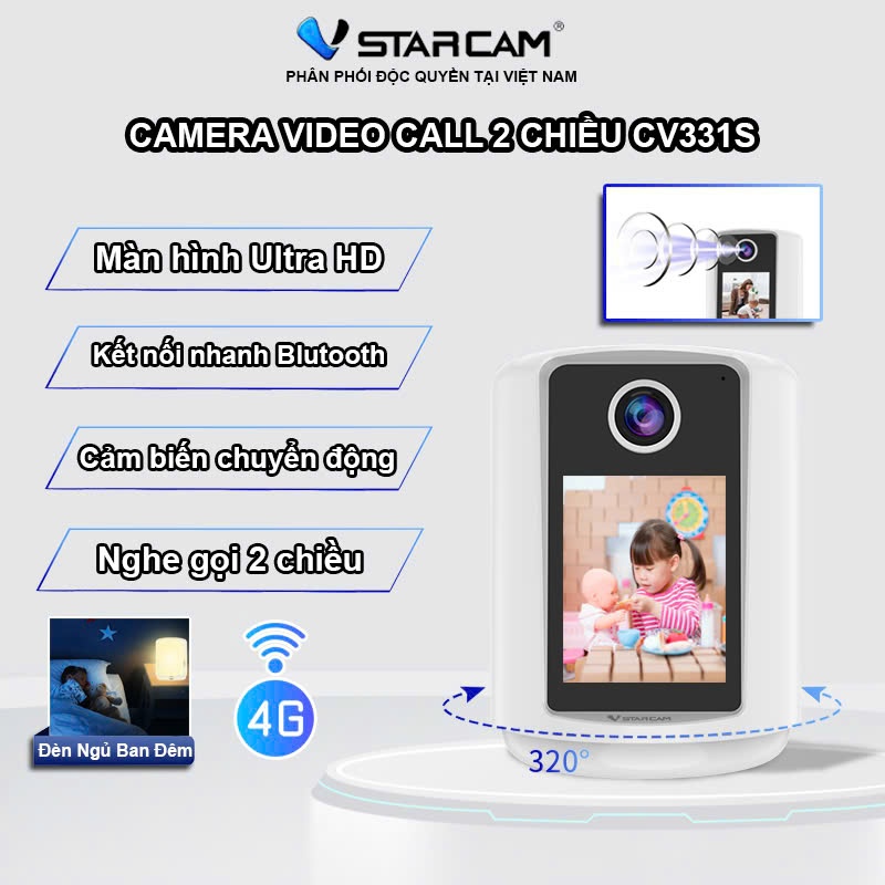 Camera giám sát video call 2 chiều Vstarcam CV331S tích hợp đèn ngủ bảo hành chính hãng 12 tháng ...