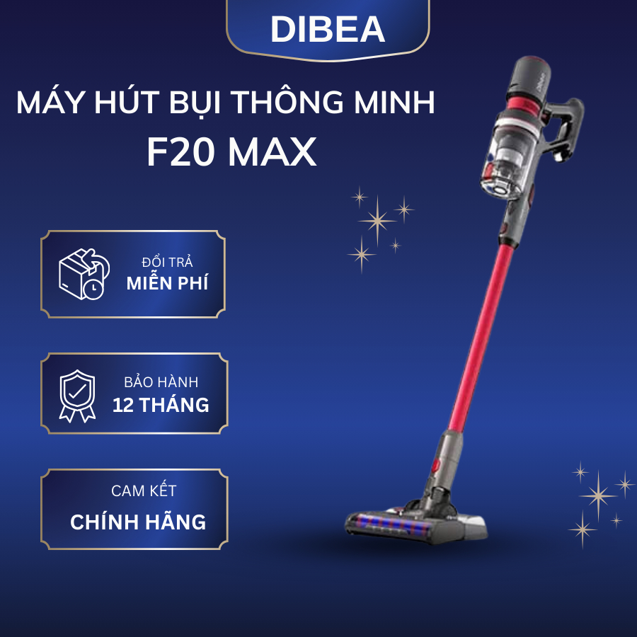 Máy hút bụi không dây cầm tay DIBEA F20 Max lực hút siêu mạnh, 3 cấp độ hút, tiết kiệm năng ...