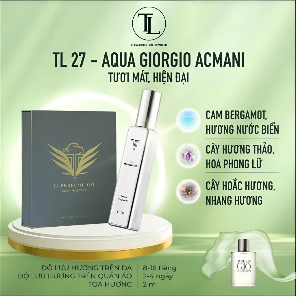 Tinh Dầu Nước Hoa TL , ACQUA DI GIO , TL PERFUME OIL 15ml , Nam Tính ...