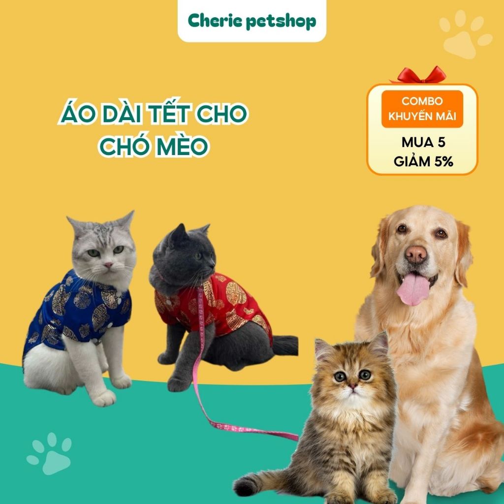 (Có size 500g-16kg) Áo dài Tết dành cho chó mèo thú cưng | Shopee Việt Nam