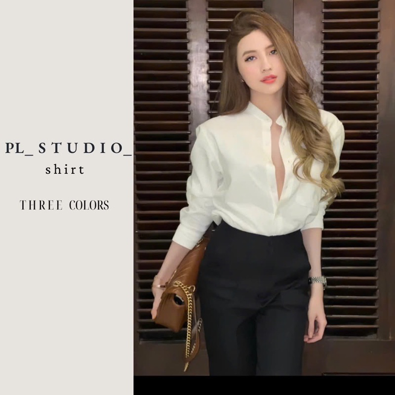 Áo Sơ Mi Cổ Trụ Túi Trước Ngực P.L.STUDIO - S9 | Shopee Việt Nam