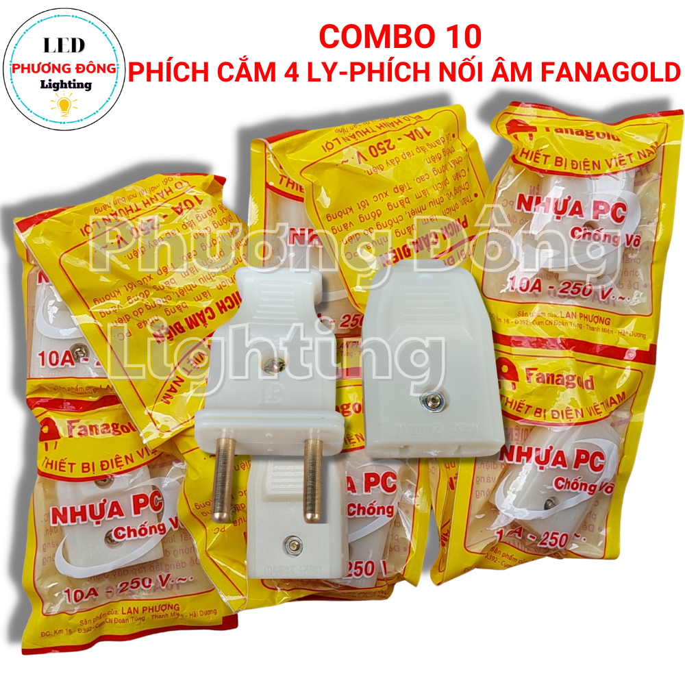 Combo 10 phích cắm 4 ly, phích nối âm Fanagold | Shopee Việt Nam
