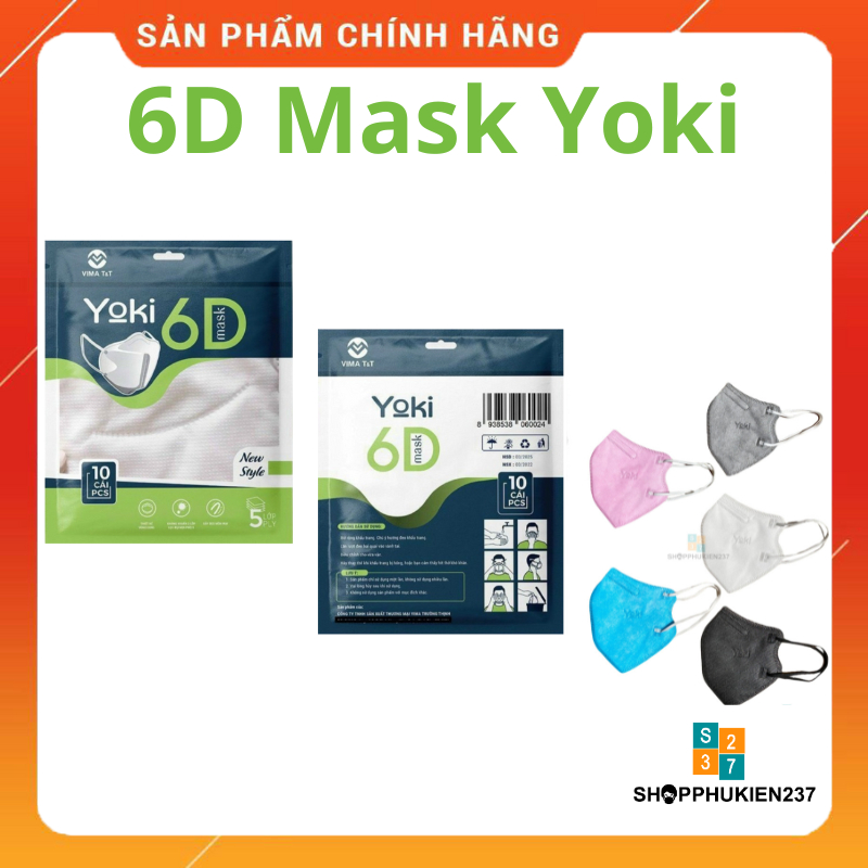 Combo 100 Chiếc Khẩu Trang 6D YOKI Thiết kế 5 lớp có giấy lọc mịn ...