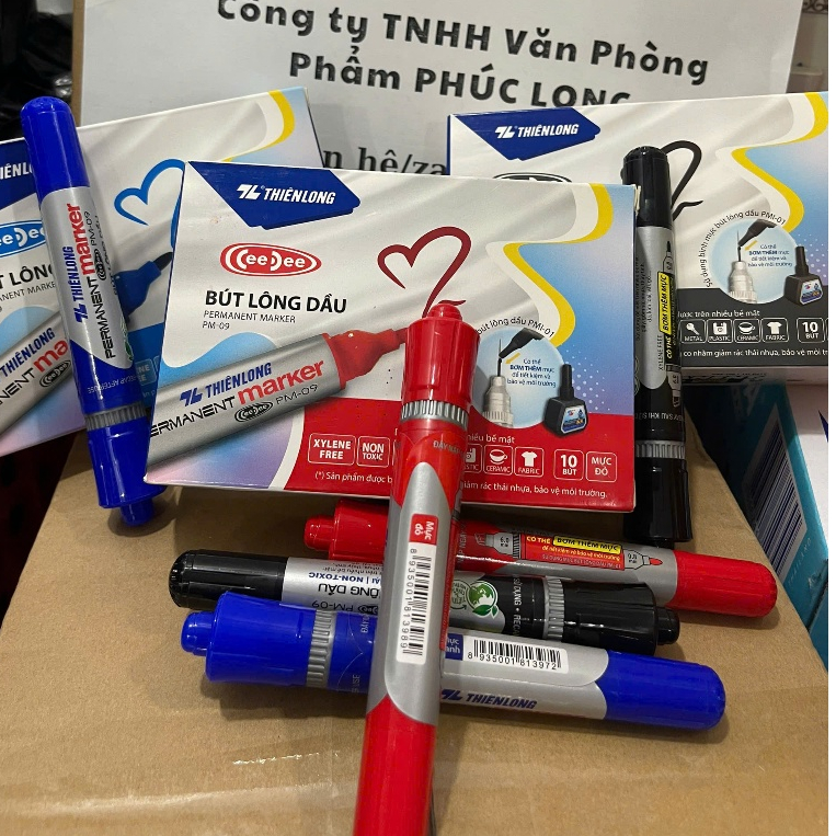 Bút lông dầu PM09 Thiên Long xanh/đỏ/đen (cây) | Shopee Việt Nam