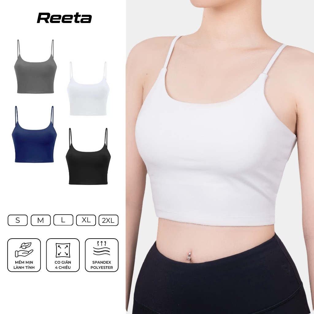 Áo bra croptop thể thao nữ hai dây Reeta basic form ôm có mút rời chất ...
