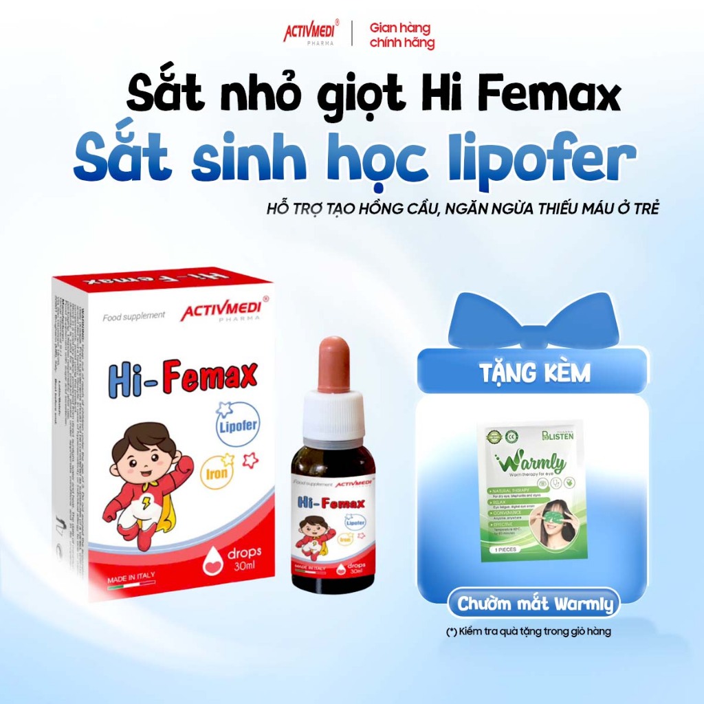 Sắt sinh học Hi Femax ACTIVMEDI PHARMA chai nhỏ giọt tiện lợi vị thơm ...