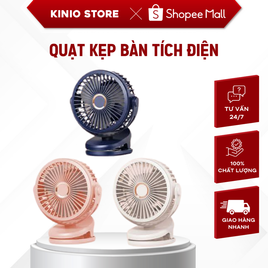 Quạt Kẹp Bàn Cao Cấp KINIO, Làm Mát Mùa Hè Xoay 360 Độ Luồng Gió Mạnh 3 ...
