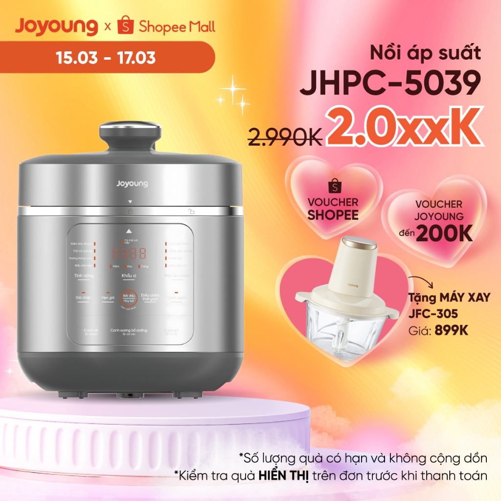 [15-17/3 TẶNG MÁY XAY] Nồi áp suất Joyoung JHPC-5039 | Dung tích 5L | Công suất 900W | Shopee ...