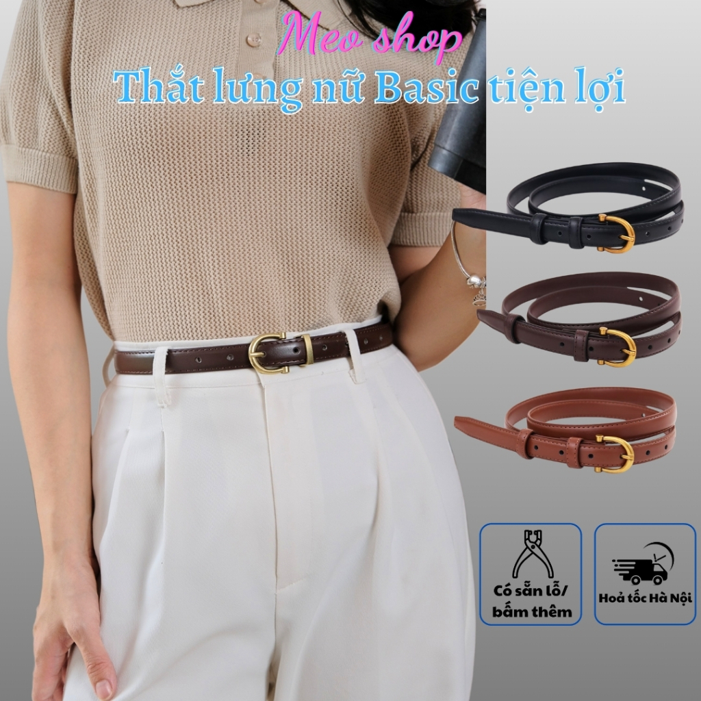 Thắt lưng nữ bản nhỏ TL024 Meo shop size 1.8cm da đẹp Dây thắt lưng nịt ...