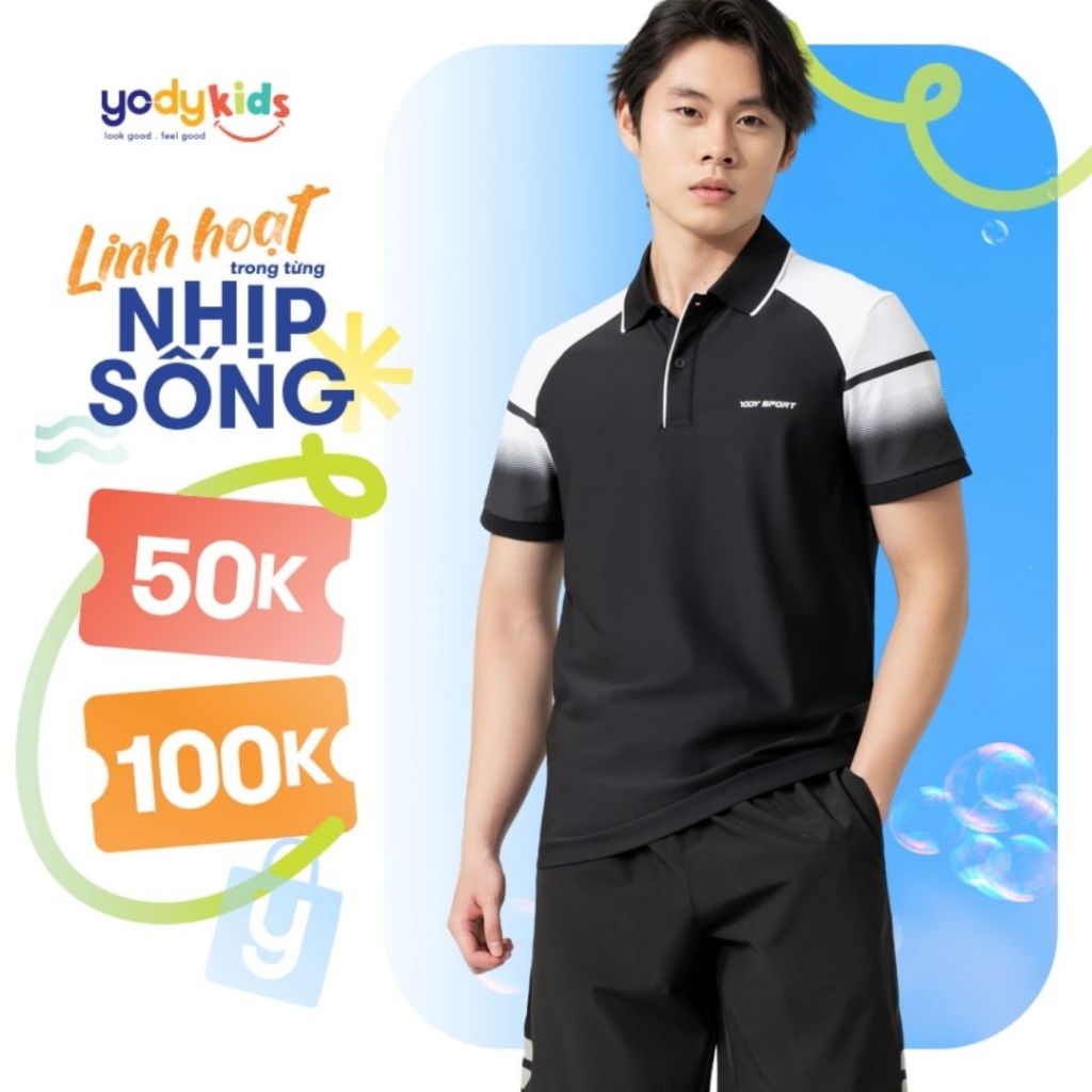 Áo polo nam thể thao YODY Sport tay phối chuyển màu, slimfit, thoáng ...