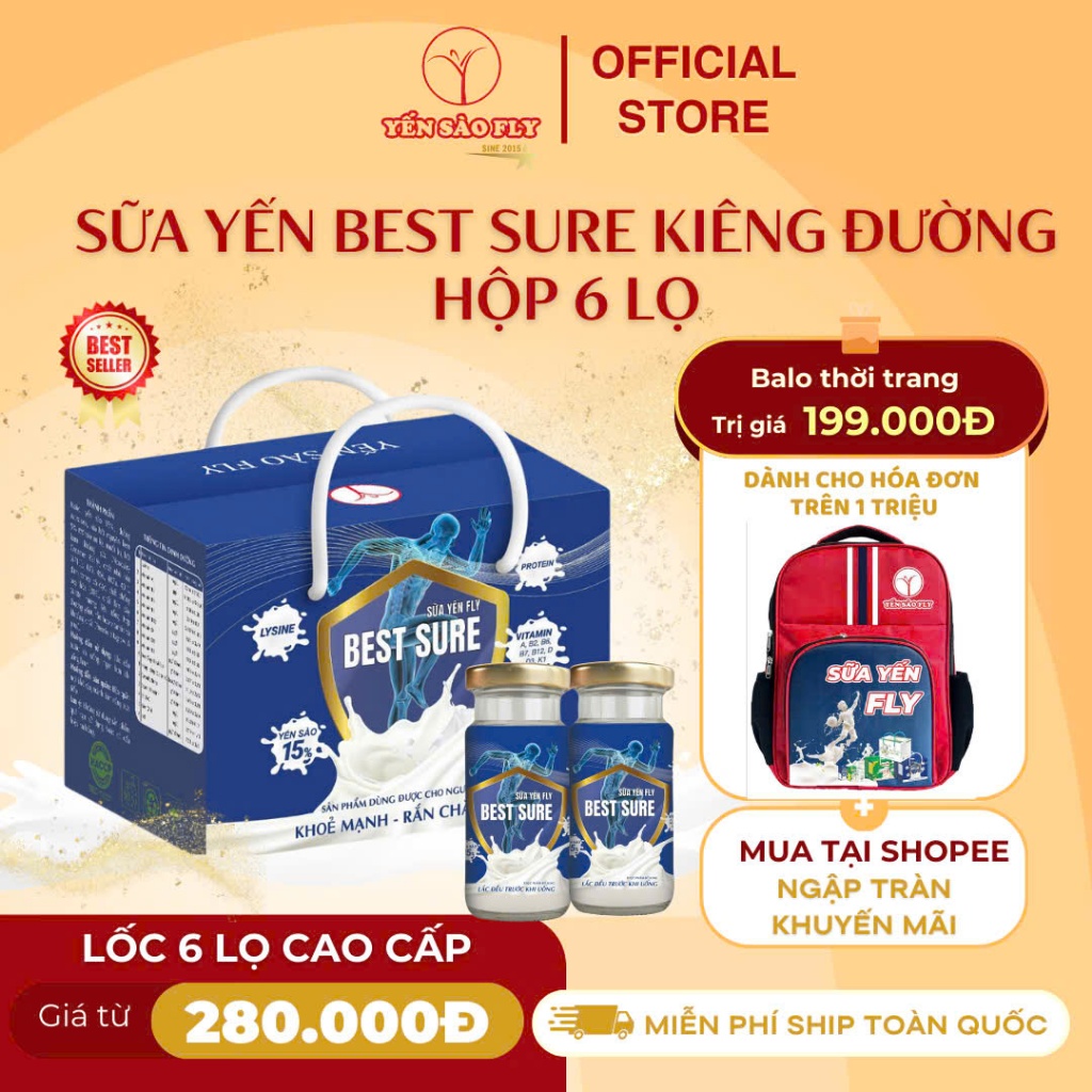 [Hộp 6Lọ] Sữa Yến Best Sure Cao Cấp Dành Cho Người Kiêng Đường 140ml ...