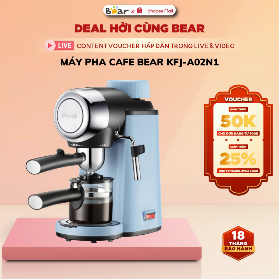 Máy pha cà phê Espresso Bear KFJ A02N1 tự động tạo bọt, nhỏ gọn thanh lịch, Chính Hãng, BH 18 ...
