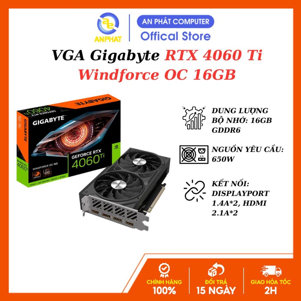 [Full VAT] VGA Gigabyte RTX 4060 Ti Windforce OC 16GB (N406TWF2 OC ...