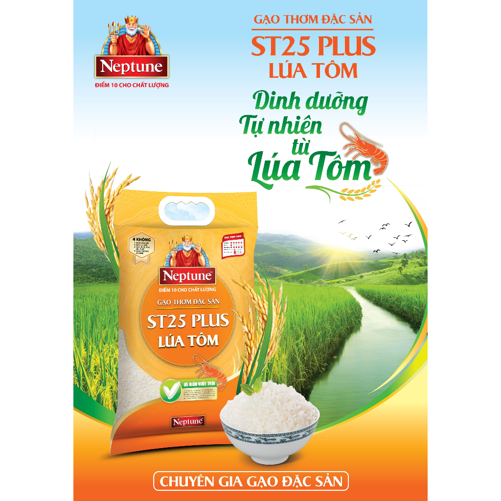 Gạo Thơm Đặc Sản Neptune ST25 Plus Lúa Tôm 5 kg | Shopee Việt Nam