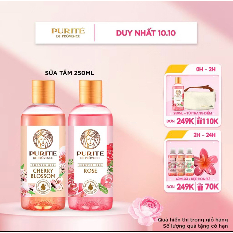 Sữa tắm thiên nhiên Purite Hoa Hồng/ Hoa Anh Đào 250ml | Shopee Việt Nam