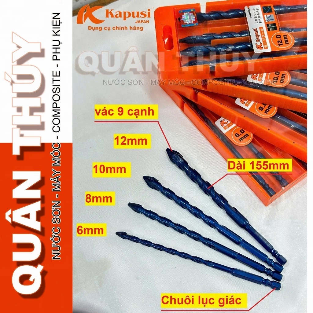Mũi Khoan Đa Năng Lệch Tâm Chuyên Gạch Men Cứng, đá hoa cương HEX-9 - Kapusi Japan chính hãng ...