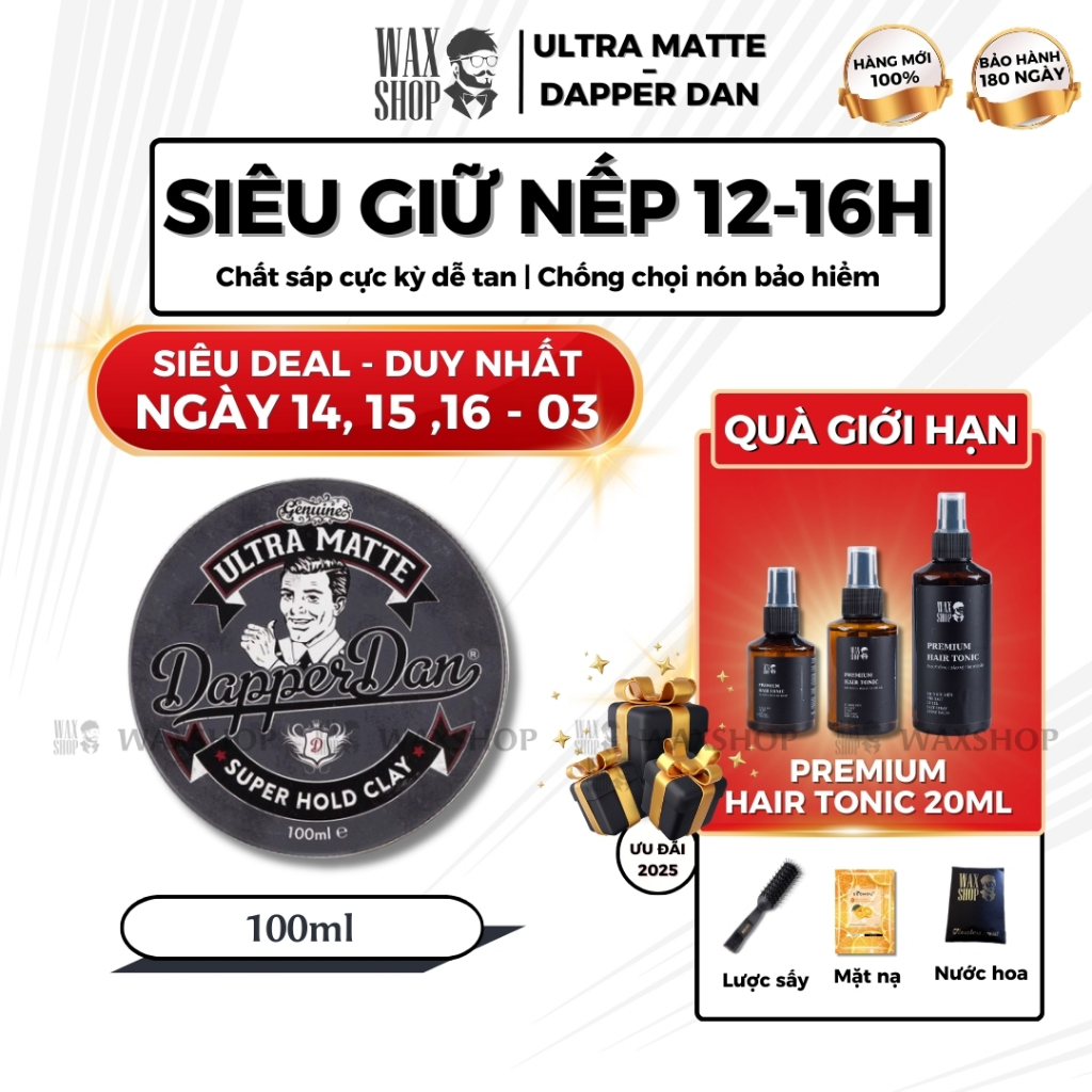 Sáp vuốt tóc nam cao cấp Dapper Dan Ultra Matte gel, wax giữ nếp tóc ...