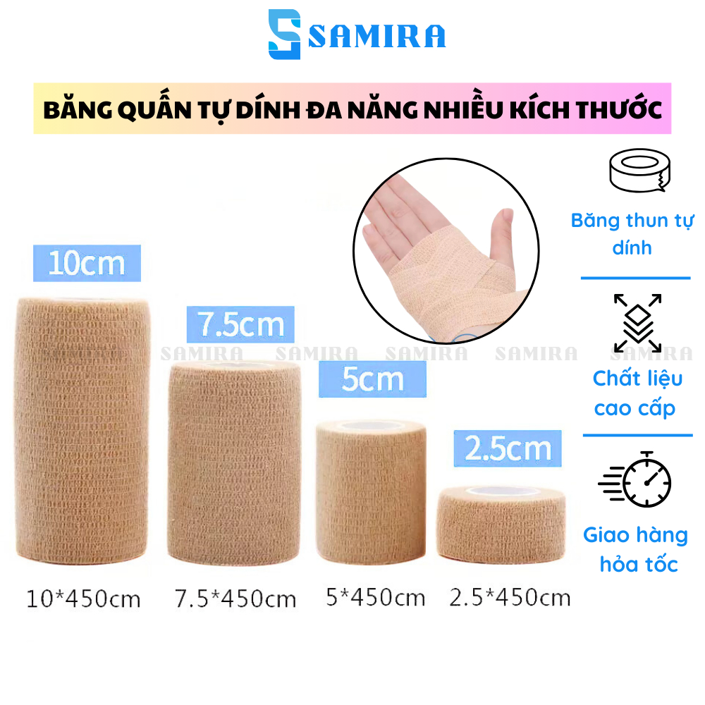 Cuộn băng quấn tự dính đa năng: bảo vệ ngón tay chân, băng thun y tế sơ ...