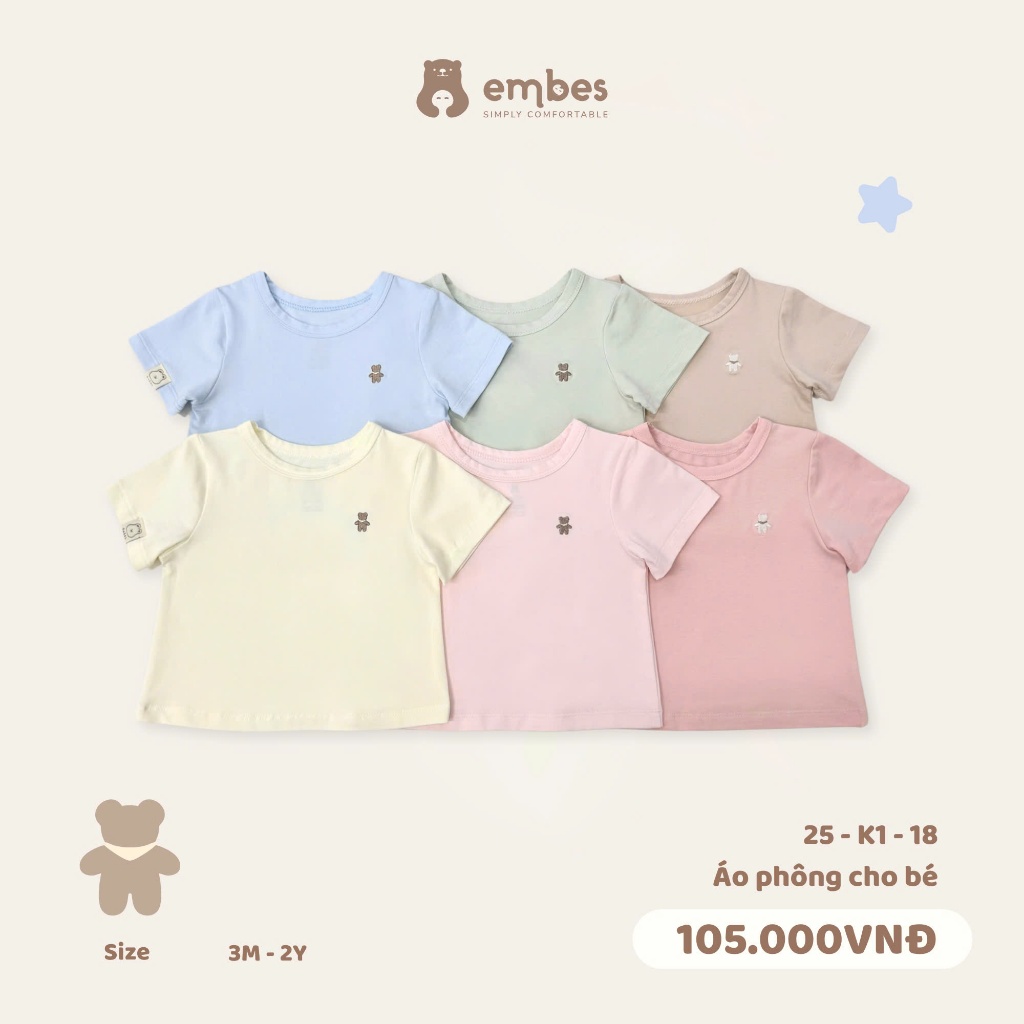 Áo Cộc Tay Cho Bé Trai Bé Gái Embes, Áo Thun Cộc Chất Cotton Thoáng Mát ...