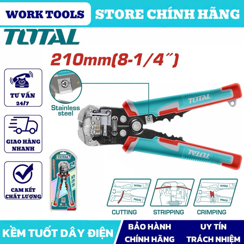 ĐỒ NGHỀ TOTAL Kềm tuốt dây điện tự động 3 IN 1 THT15246 | Shopee Việt Nam