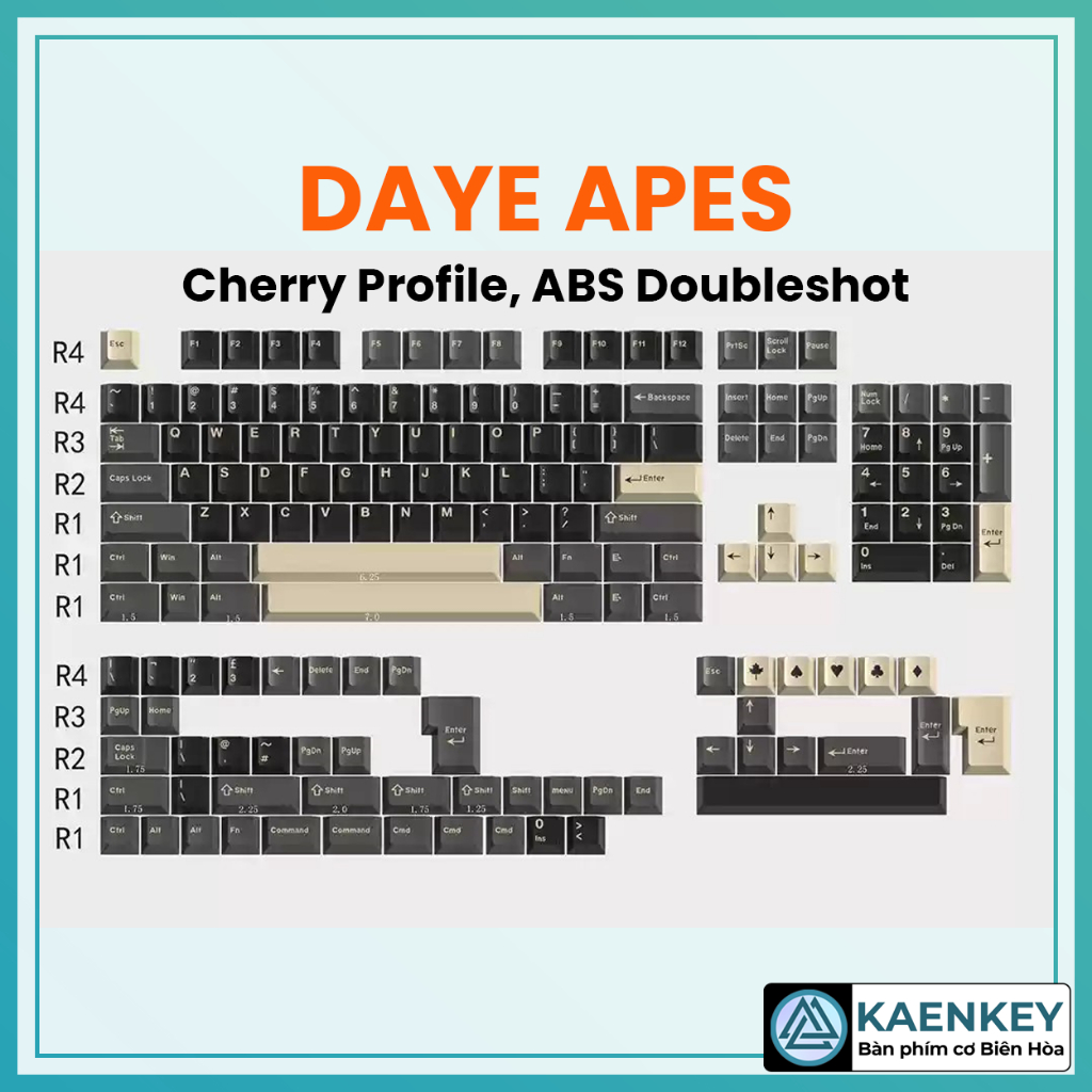 Keycap DAYE ABS Doubleshot, profile cherry cho bàn phím cơ Ape Yuru ...