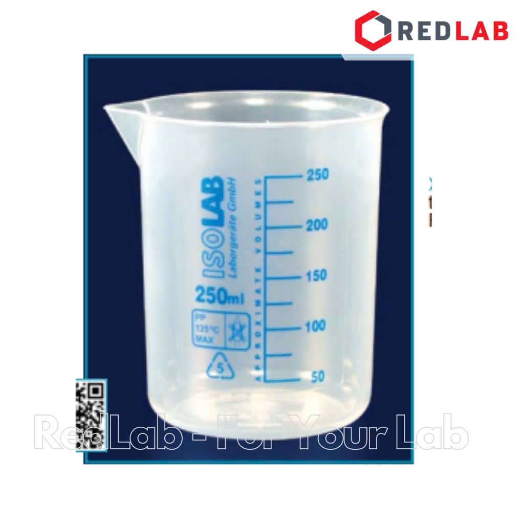 Ca nhựa PP không quai vạch sơn xanh ISOLAB 50 100 250 500 1000 2000 ml, cốc đong hóa chất chịu ...