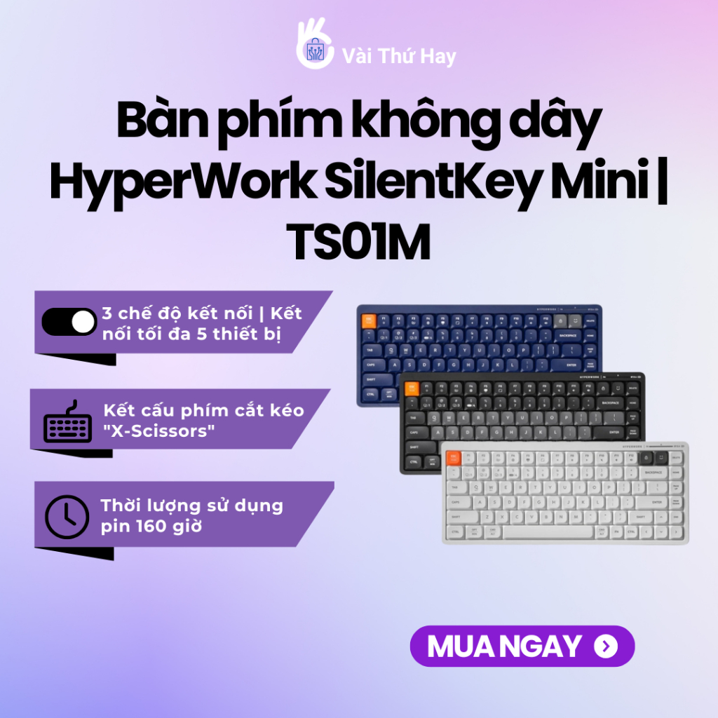 Bàn Phím Không Dây HyperWork SilentKey Mini | TS01M - Bảo Hành Chính ...