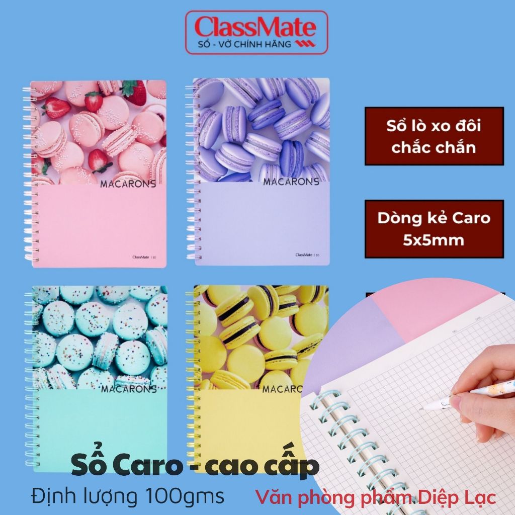 Sổ lò xo Caro B5,A5, A7 hình bánh quy Macarons dễ thương Sổ ghi chép Sổ ...