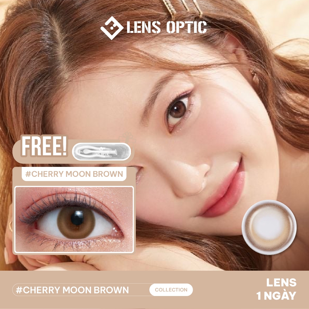 Kính áp tròng 24h cho mắt thở Cherry Moon brown, lens 1 ngày - Lens ...
