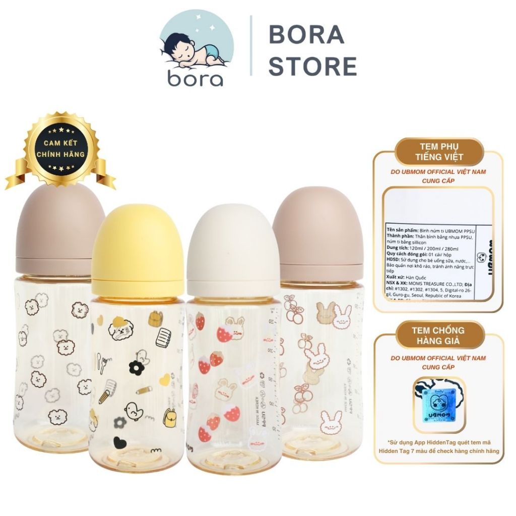 Bình sữa Ub Hàn Quốc họa tiết PPSU 280ml chống sặc và đầy hơi tốt cho bé [Cam kết chính hãng ...