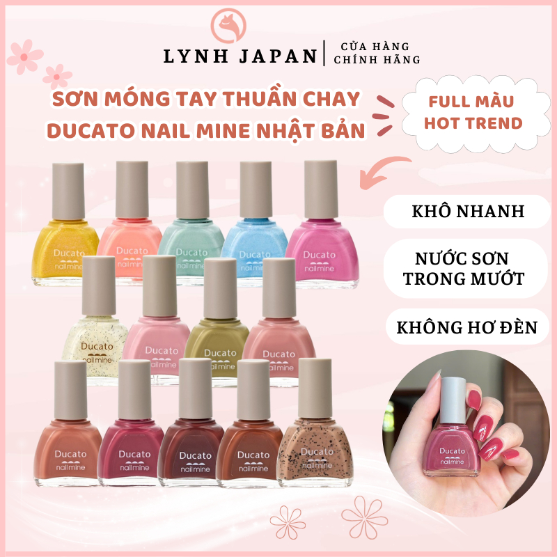 Sơn Móng Tay Thuần Chay Hữu Cơ Ducato Nail Mine Nhật Bản Nhanh Khô Sáng Bóng 9ml | Shopee Việt Nam