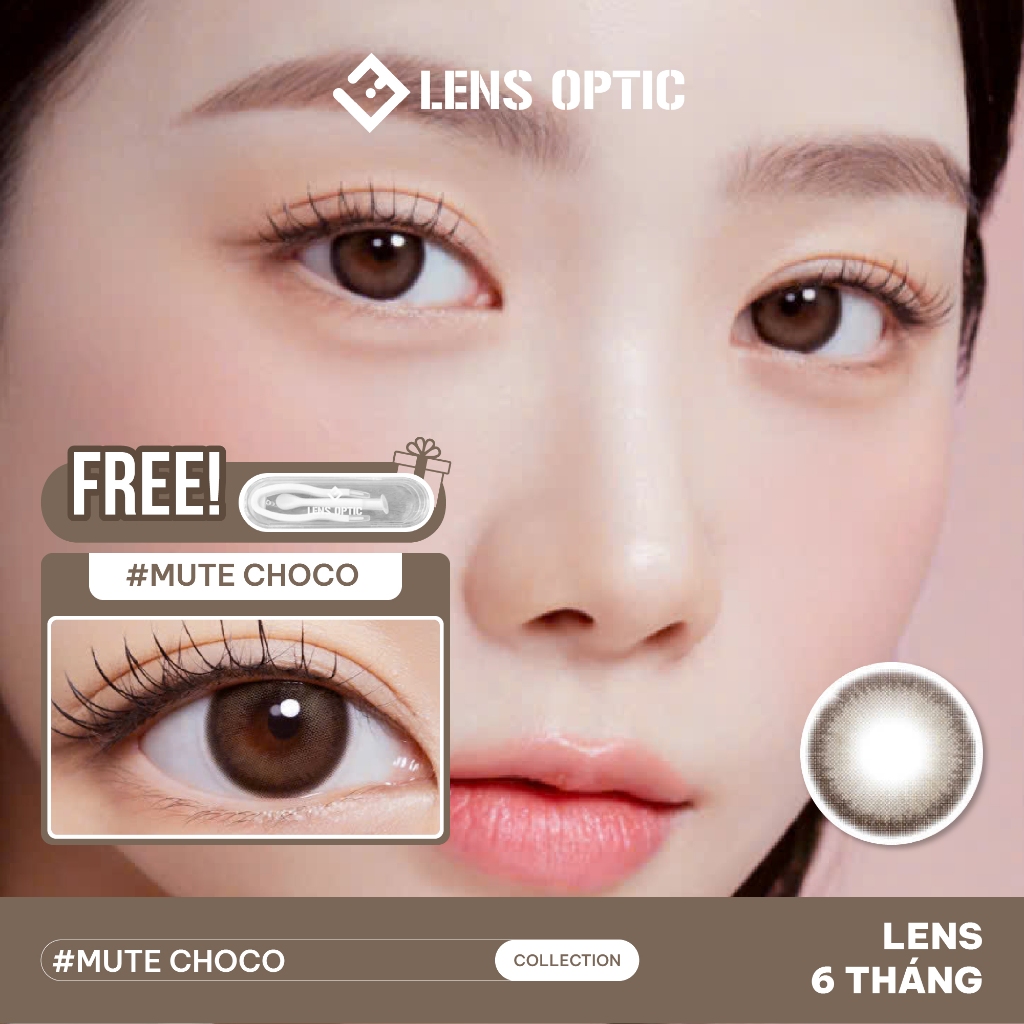 Kính áp tròng 6 tháng màu Mute Choco – Lens nâu choco trầm tự nhiên, có ...
