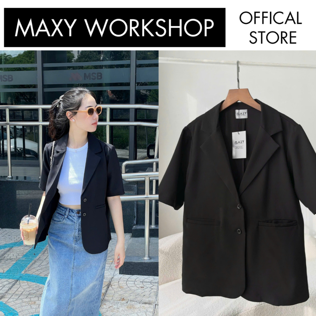Áo khoác blazer nữ tay ngắn công sở Hàn Quốc Short Button Blazer Maxy ...
