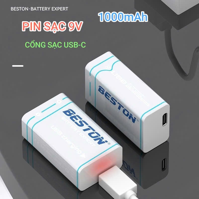 Pin sạc 9v Beston cao cấp dung lượng cao 1000mAh sạc trực tiếp bằng cáp ...