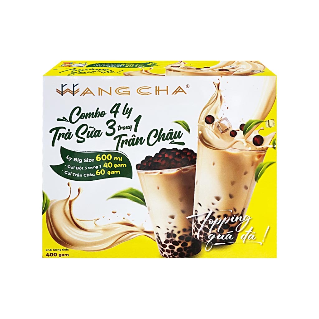 Trà sữa trân châu 3 in 1 Wangcha 400g (4 gói trà sữa + 4 gói trân châu ...