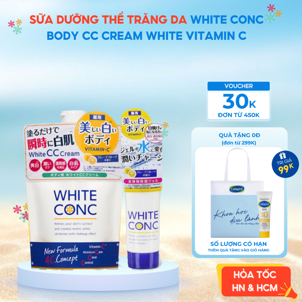Sữa dưỡng thể trắng da White Conc Body CC Cream With Vitamin C dưỡng ...