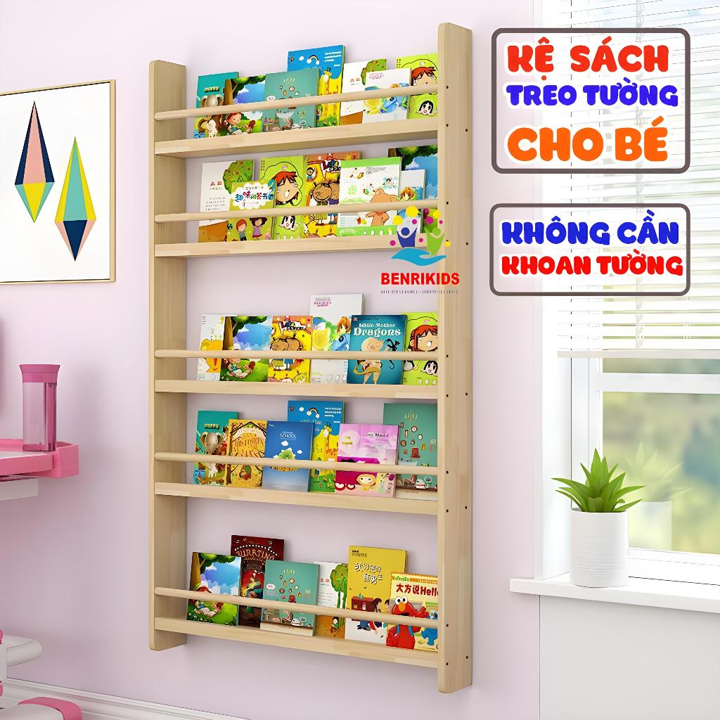 Kệ Sách Treo Tường Cho Bé Không Cần Khoan Giá Sách Montessroi Kệ Mầm ...