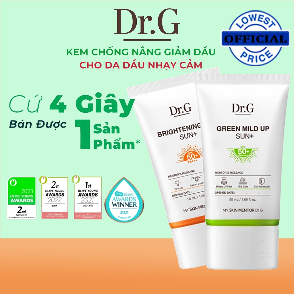 Kem Chống Nắng Dr.G Brightening Up Sun+ 50ml & Kem Chống Nắng Dr.G Green Mild Up Sun+ 50ml ...