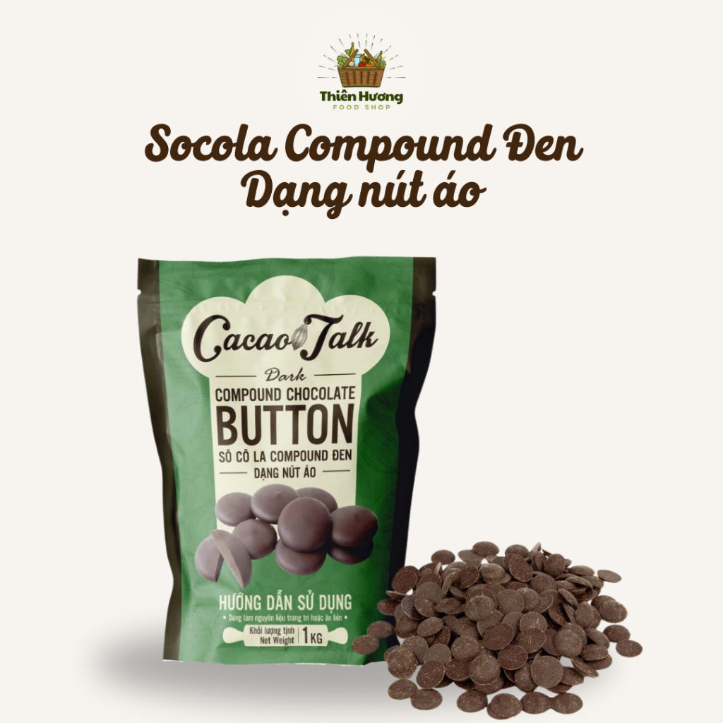 Sô Cô La Compound Đen Dạng Nút Áo Cacao Talk Túi 1KG, Chocolate ...