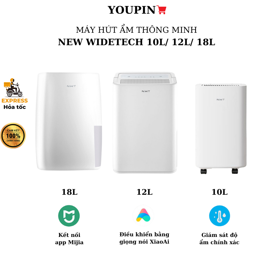 Máy hút ẩm Xiaomi New Widetech 10L, 12L, 16L, 18L Thông minh Kết nối App XiaomiHome - BH 6 tháng ...