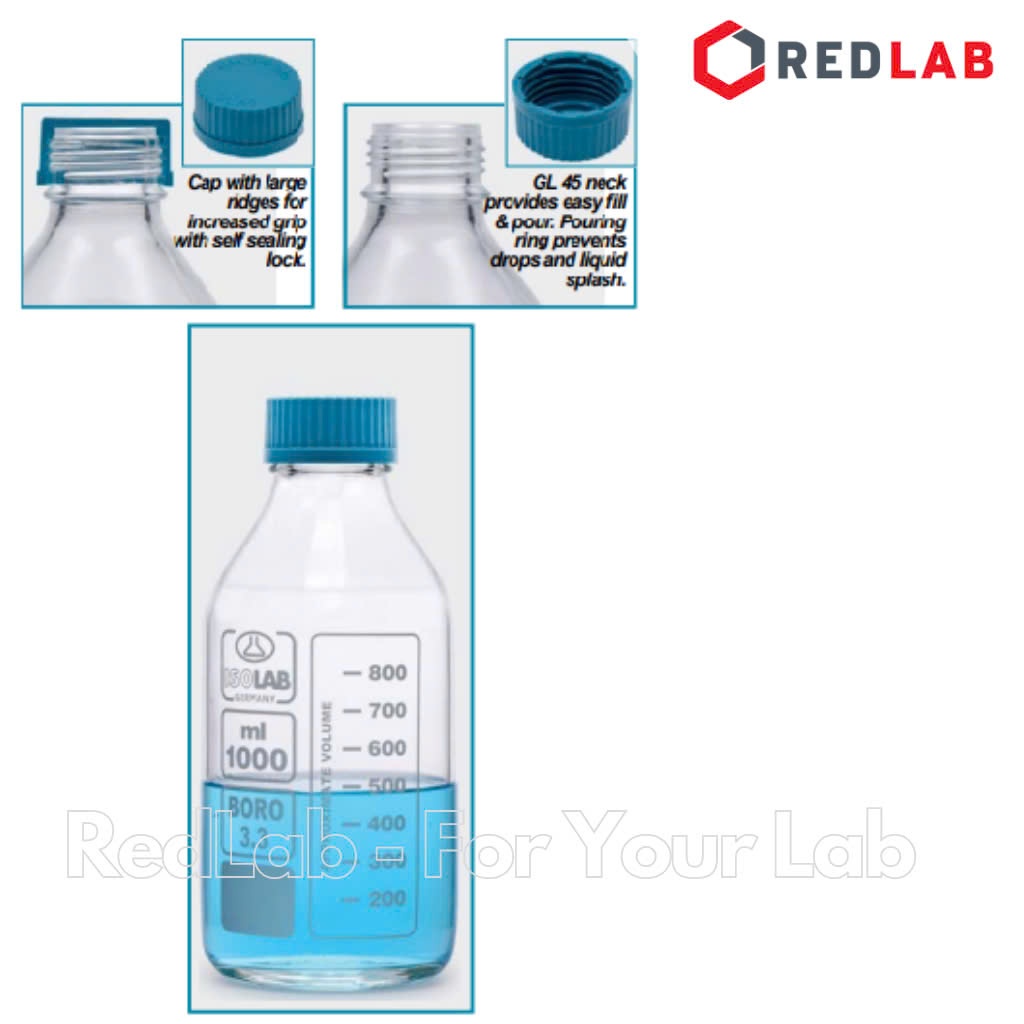 Chai trung tính trắng ISOLAB 100 250 500 1000 2000 5000 ml nắp vặn PP xanh GL45, thủy tinh ...