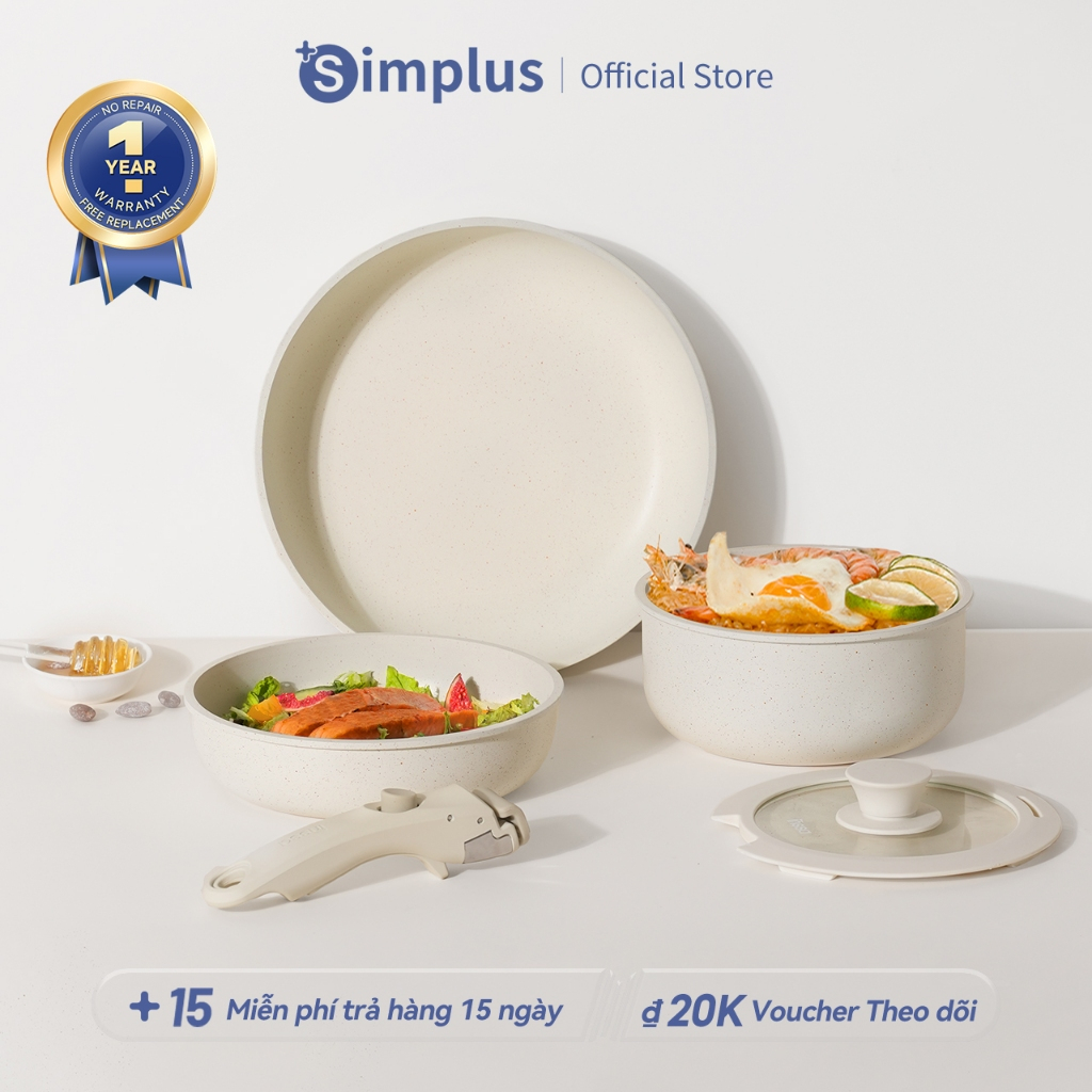 Simplus Bộ Nồi Chảo Xếp Chồng Tay Cầm Tháo Rời Chảo Sữa 18cm Chảo Rán 20cm Chảo Xào 26cm GUOJ038 ...
