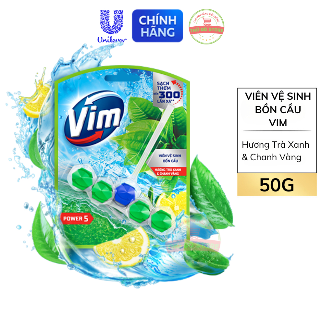 Viên Treo Bồn Cầu VIM Sạch Khuẩn Trà Xanh Chanh Vàng - Viên 50G ...