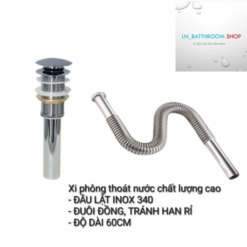 Bộ xifon thoát nước Đầu inox 304 đúc liền, đuôi đồng mạ crom BẢO HÀNH ...