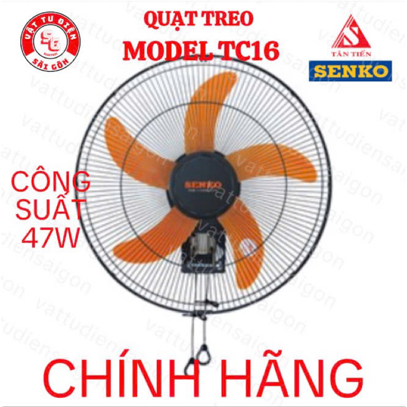 Senko - Quạt treo 2 dây TC16 47W, động cơ đồng, Senko 5 cánh, chính ...