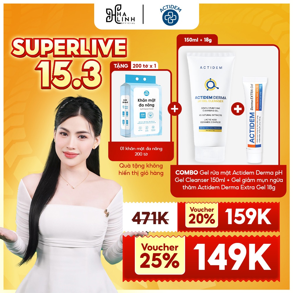 [VHL x Actidem] COMBO Gel mụn Derma Extra Gel 18 gram+Gel rửa mặt ...