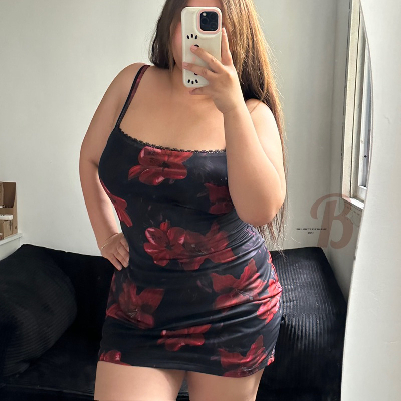 [BABIBEARBIGSZ- ảnh thật 100%] ĐẦM HOA ĐỎ 2 LỚP CO GIÃN BIGSIZE 60-90KG | Shopee Việt Nam