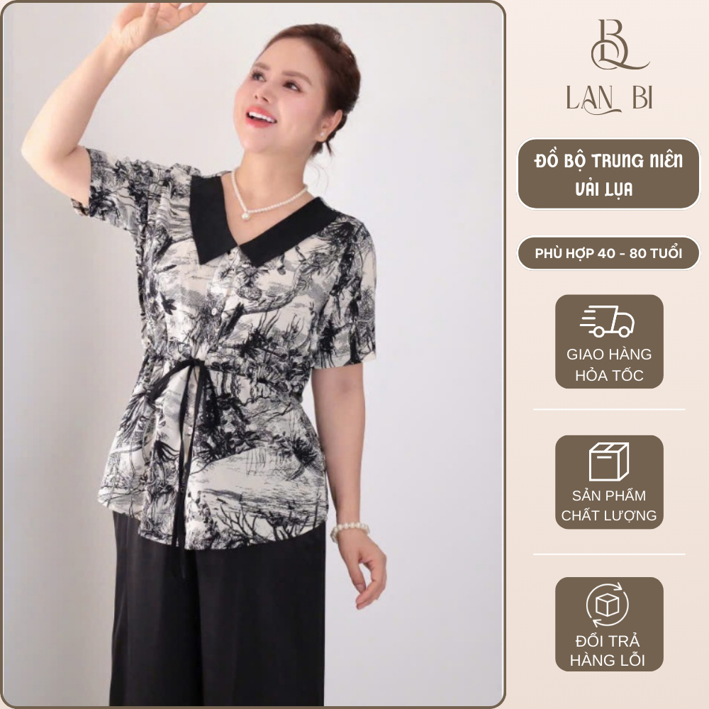 MS71 Đồ bộ trung niên, sét đồ kiểu cho mẹ, áo thiết kế Buộc Eo sang ...